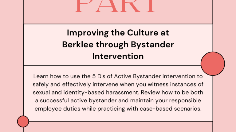 Play Your Part: Bystander Intervention | Berklee